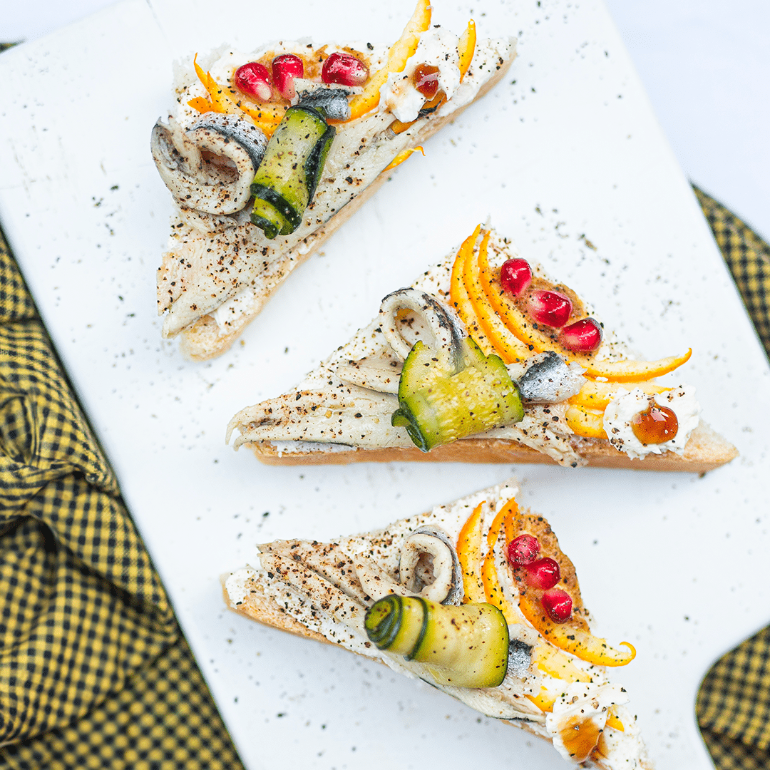 Finger Food with Anchovy Fillets from the Cantabrian Sea with citrus ...