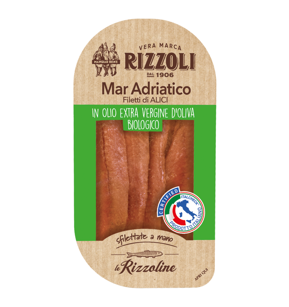 Anchovy Fillets of Adriatic Sea in organic extra virgin olive oil | Rizzoli