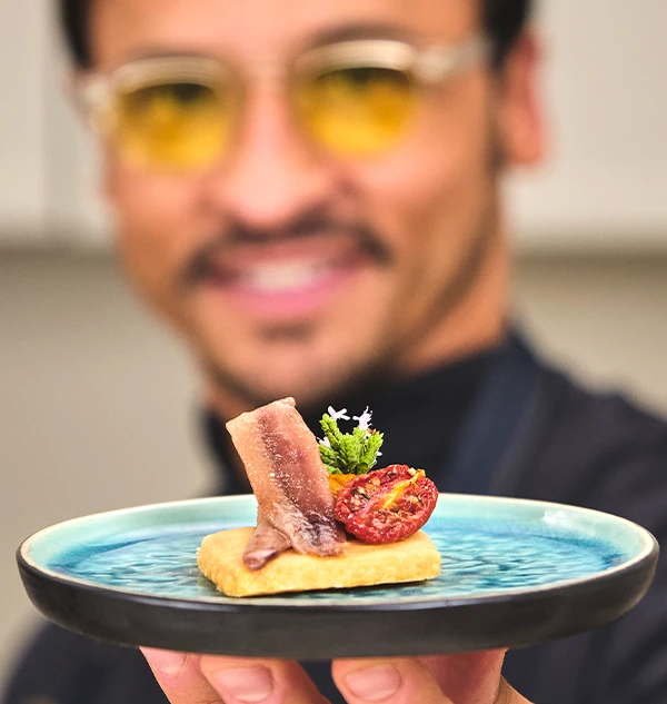 Parmesan cheese crackers with Anchovy Fillets from the Cantabrian Sea ...